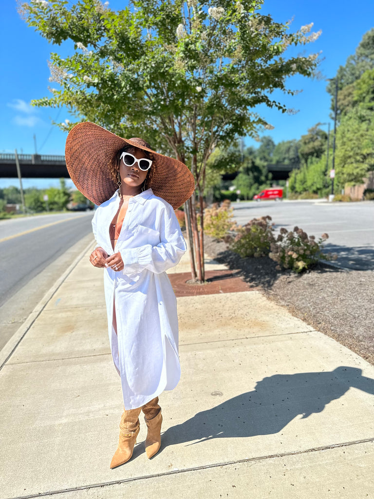 100% Linen Shirtdress - Bright White – JODI MELISSA